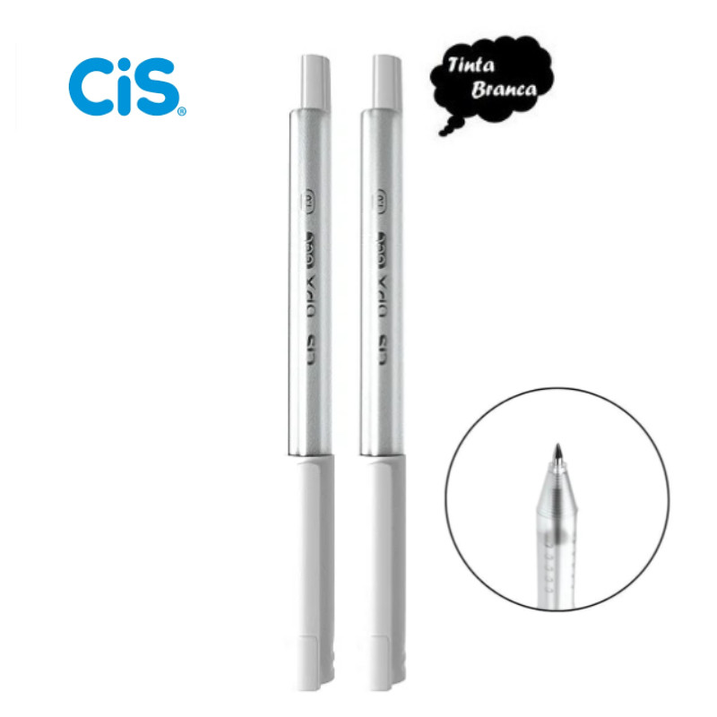 kIT 2 Caneta Gel Cis Gel Branca 1.0mm! Qualidade Cis ! | Shopee Brasil