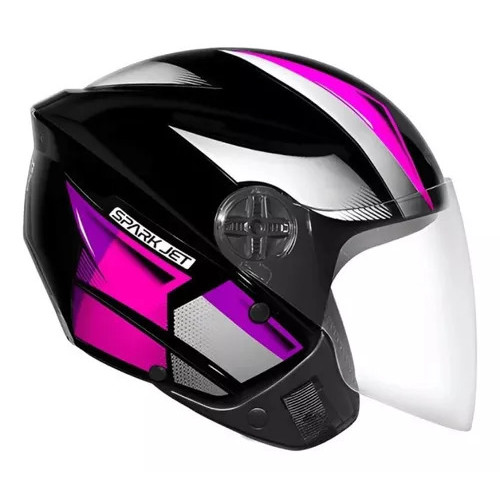 Capacete EBF Spark Jet Square Preto Rosa Pink Brilho Aberto | Shopee Brasil