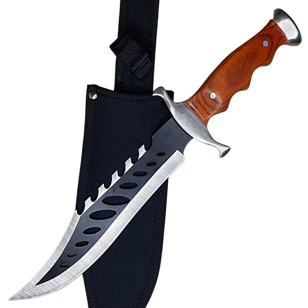 Faca Facão Rambo Militar Tático Artesanal Serrilhado Aço 440 TB-0885 ...