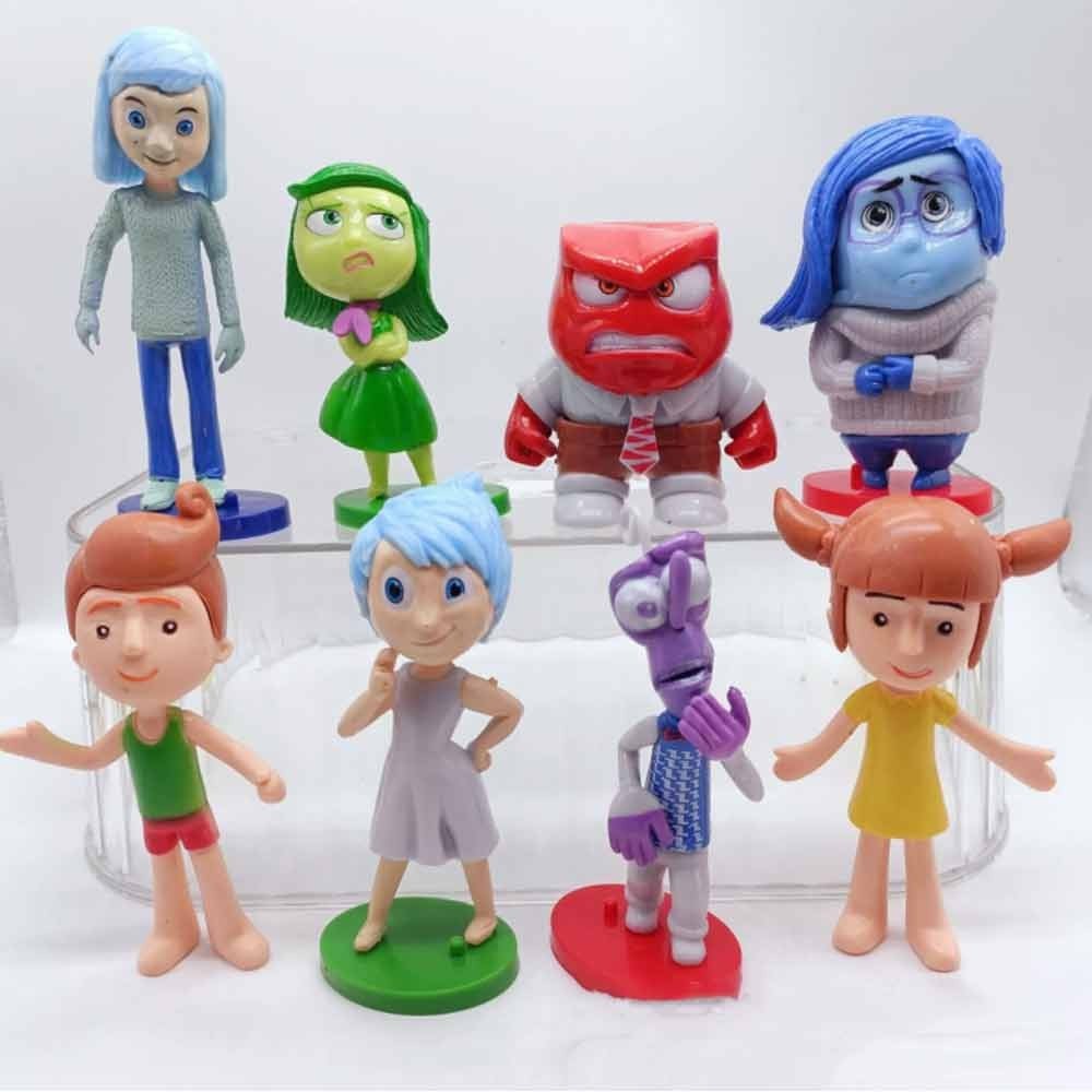 8PCS Figure Inside Out Joy Riley Anxiety Sadness Car Cake Decoration ...