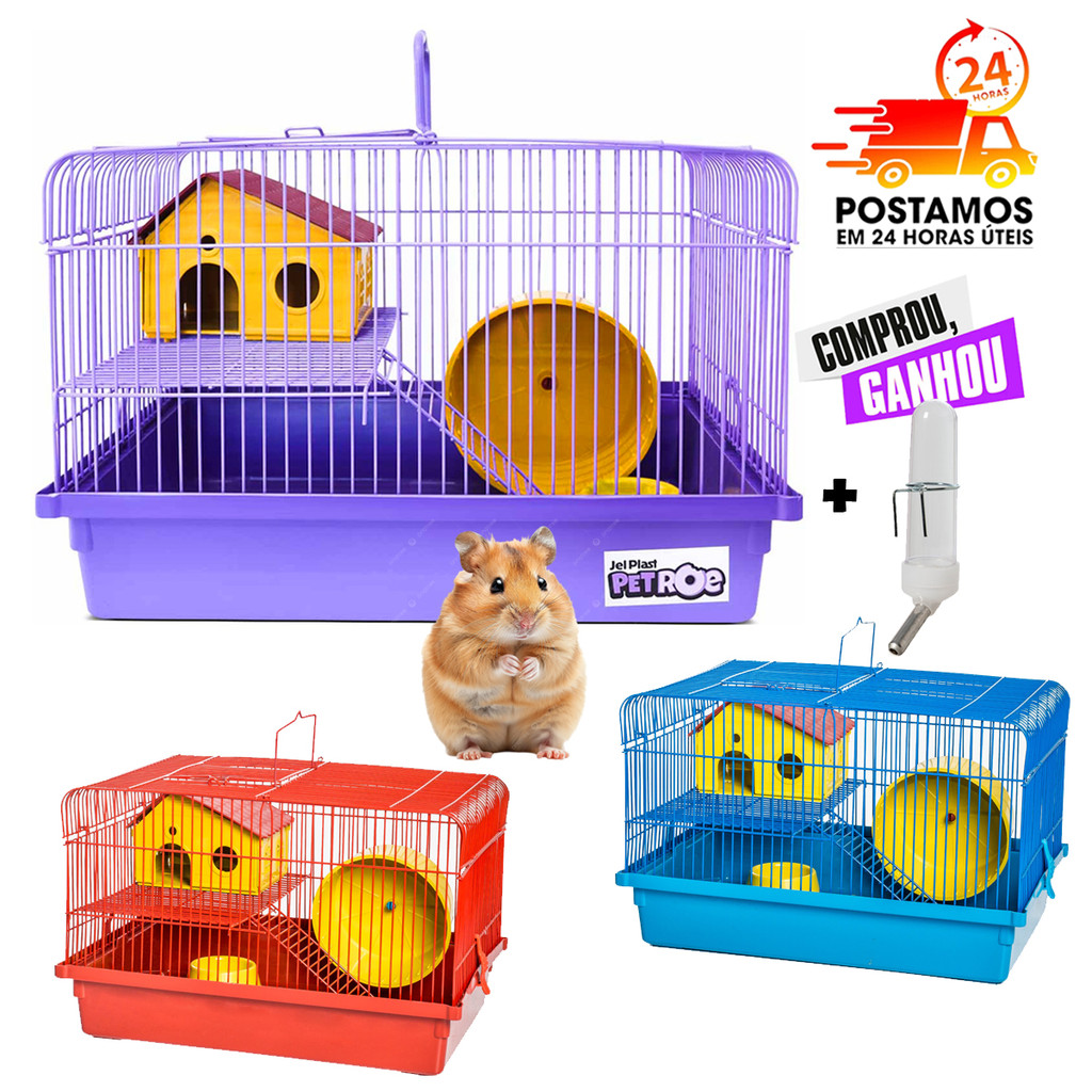 PROMOÇÃO Gaiola Completa Para Hamster 2 Andares com Rodinha e Casinha ...