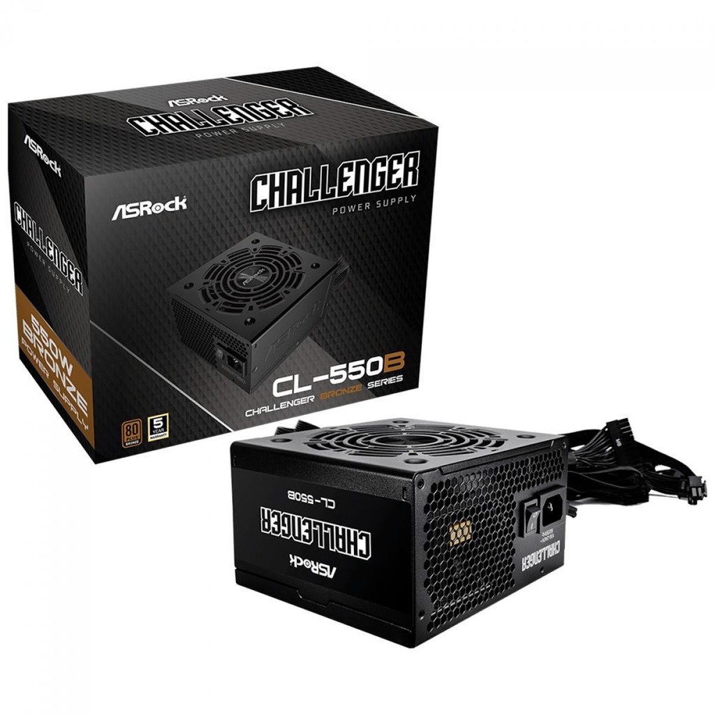 Fonte ASRock Challenger, 550W, 80 Plus Bronze, PFC Ativo, Preto, CL-550B | Shopee Brasil