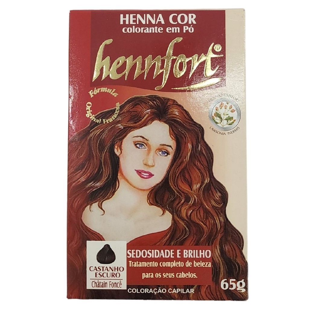 Coloração em Pó Henna Cor Castanho Escuro Hennfort 65g | Shopee Brasil