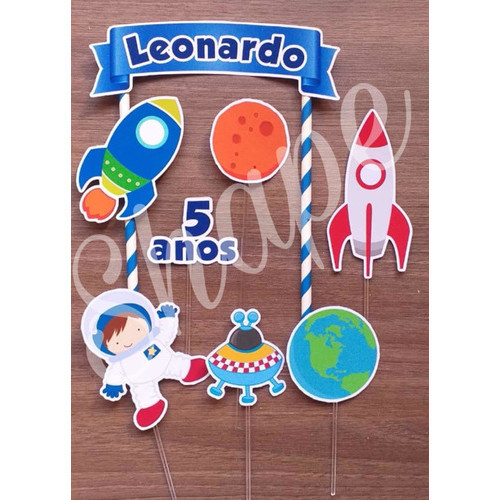 Topper Personalizado Para Bolo Astronauta - Topo Planetas | Shopee Brasil