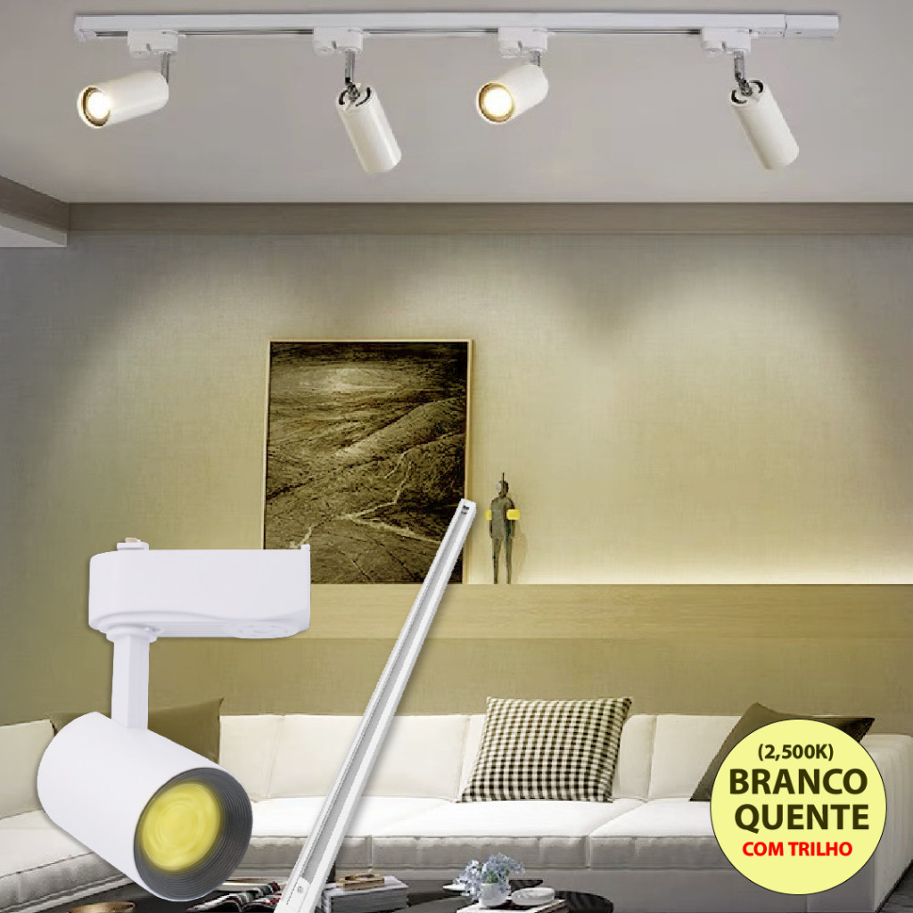 Trilho Spot LED para trilho eletrificado + Trilho + Conector Tubinho ...
