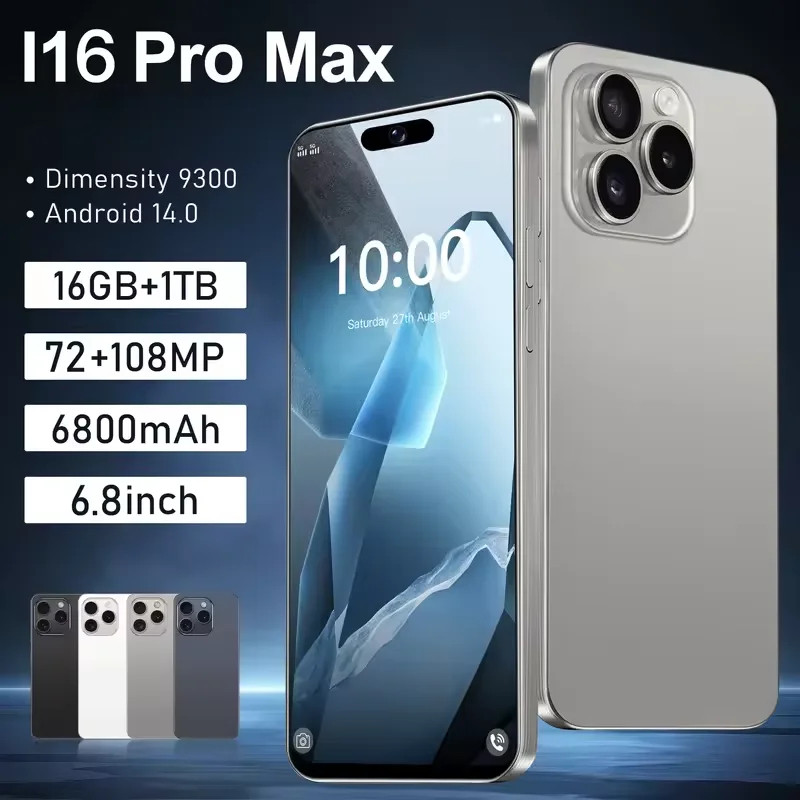 2025 novo estilo i16 ProMax Smartphone Original 6.8 Polegada tela cheia 4G 5G telefone móvel ...