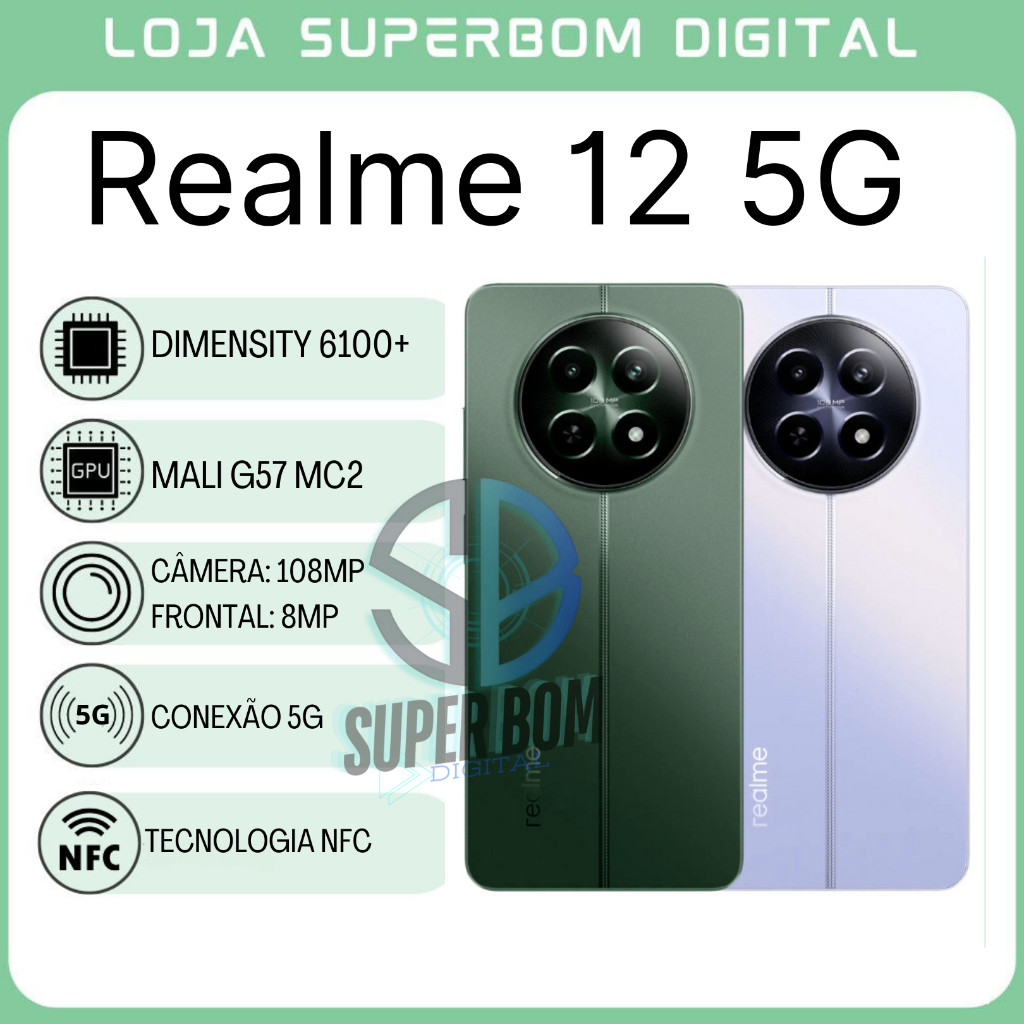 Realme 12 5G (Versão Global) | Câmera 108MP, Processador Dimensity 6100 (6nm), PowerVR GE8320 ...