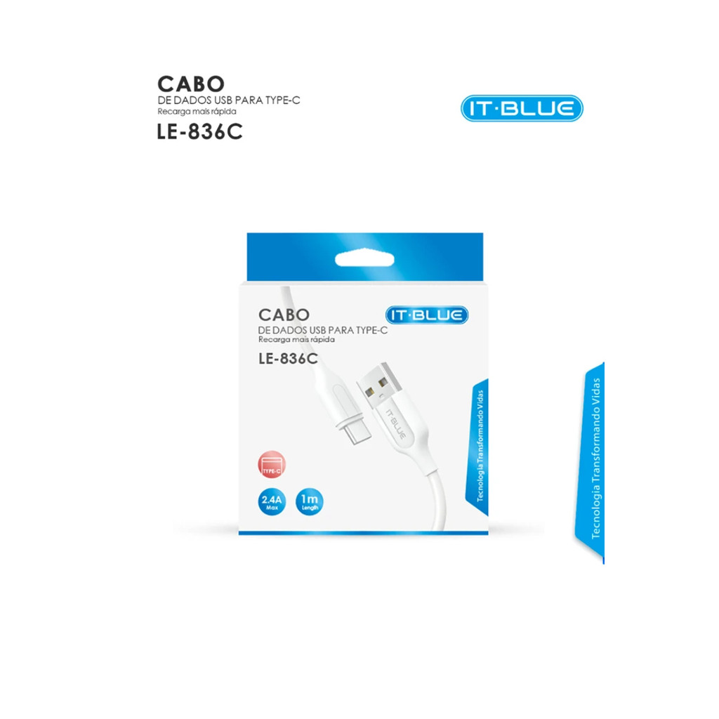 Cabo De Dados USB P / USB C 1 metro IT BLUE LE-836C | Shopee Brasil