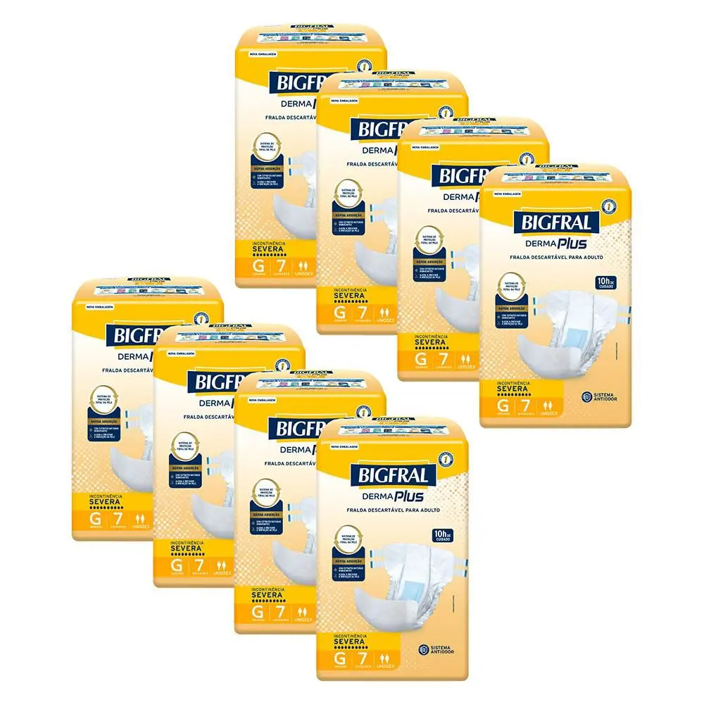Fralda Bigfral Derma Plus Adulto G Kit c/ 56 Unidades | Shopee Brasil
