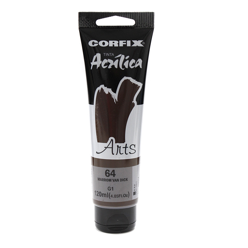 Tinta Acrílica Corfix Arts 120ml G1- 64 Marrom Van Dick | Shopee Brasil