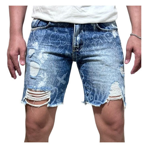 Short Jeans Masculino 100% algodão Urbanwave Slim Fit Rasgadinho ...