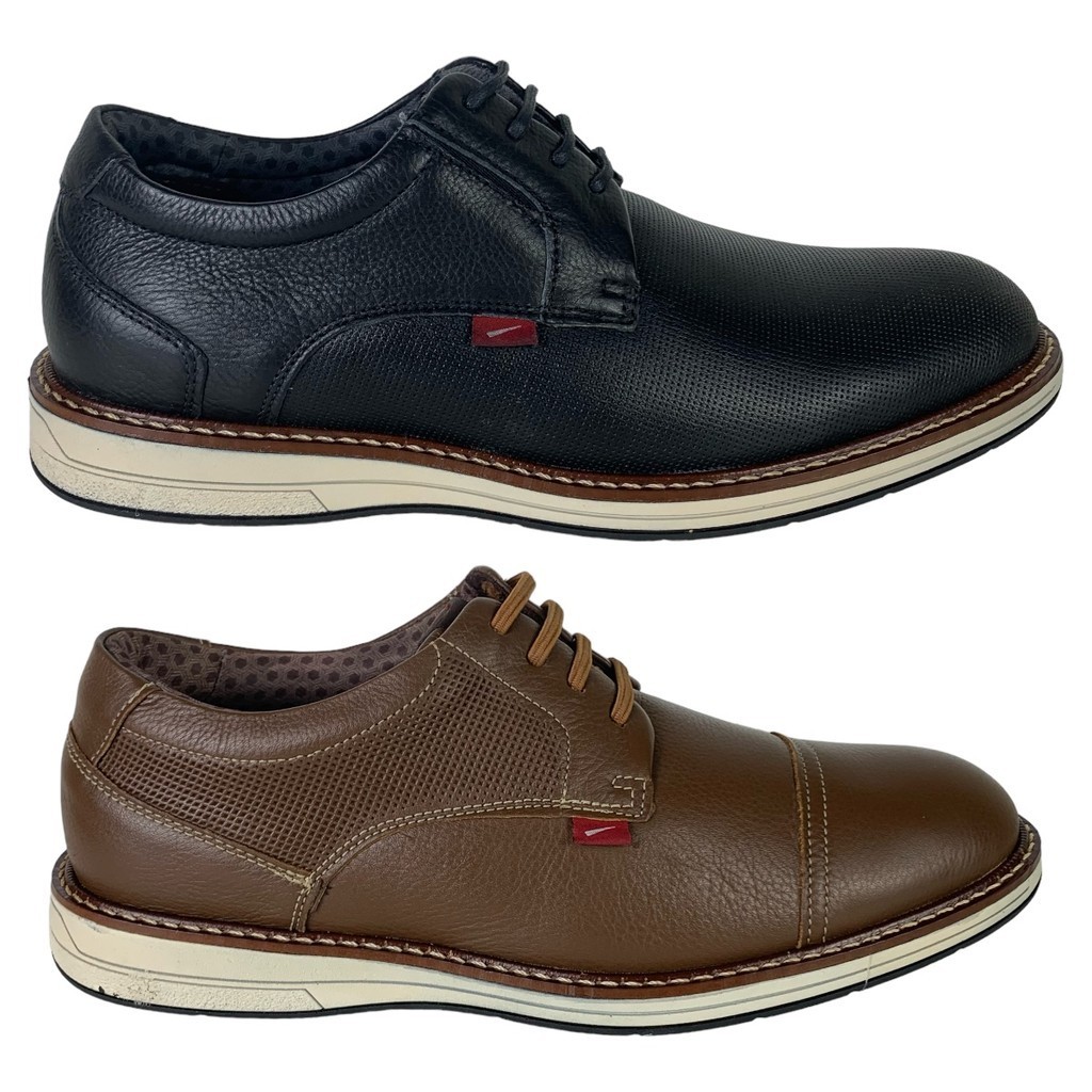 Sapato Social Masculino Casual Ferracini Derby em Couro | Shopee Brasil