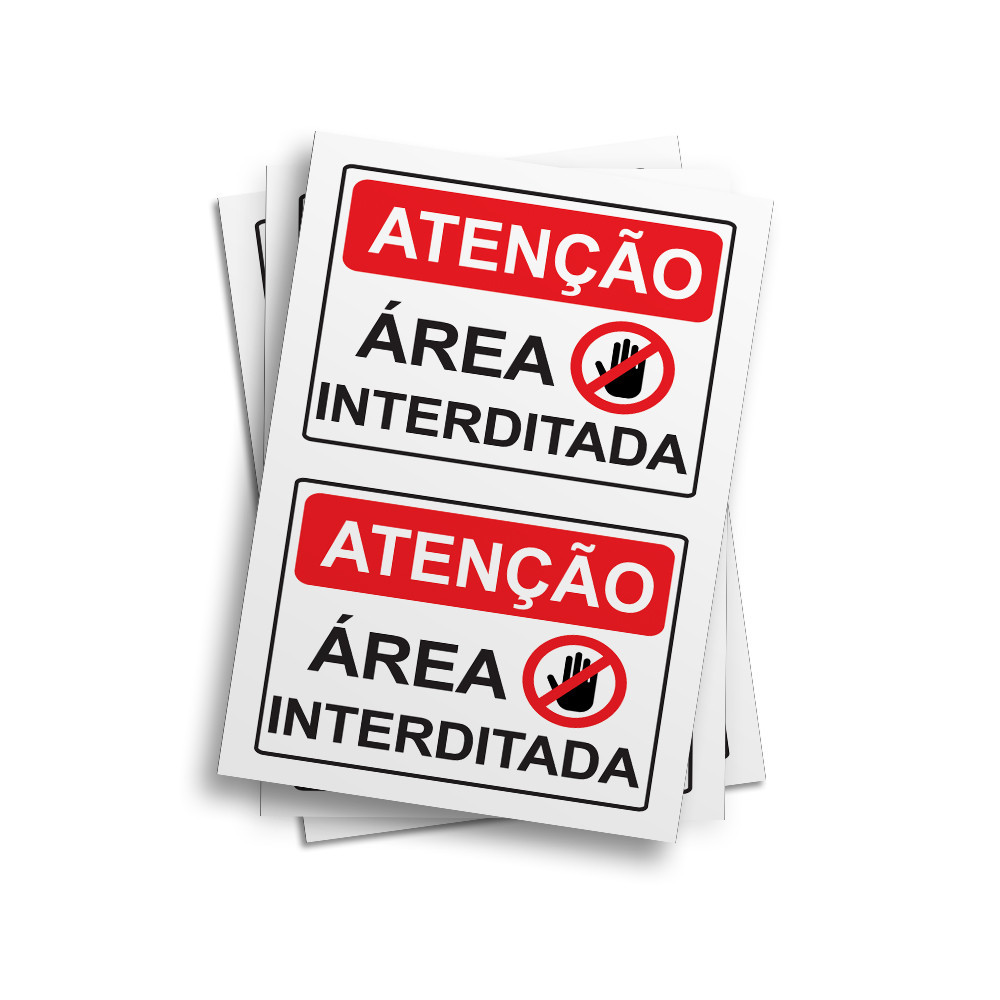 Cartela De Adesivos Sinalizacao Atencao Area Interditada - Vinil PVC ...