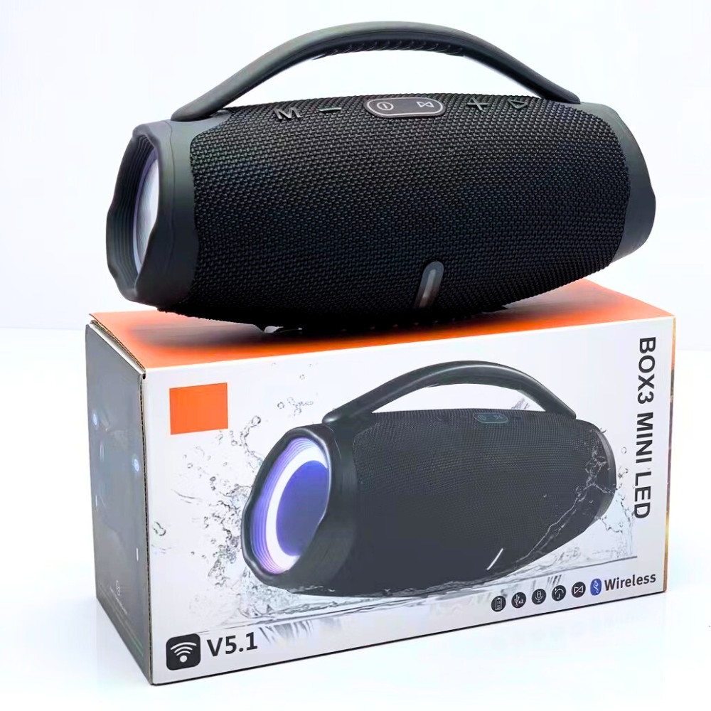 Caixa de Som Bluetooth Box 3 Mini Led Potente Portátil 22cm | Shopee Brasil