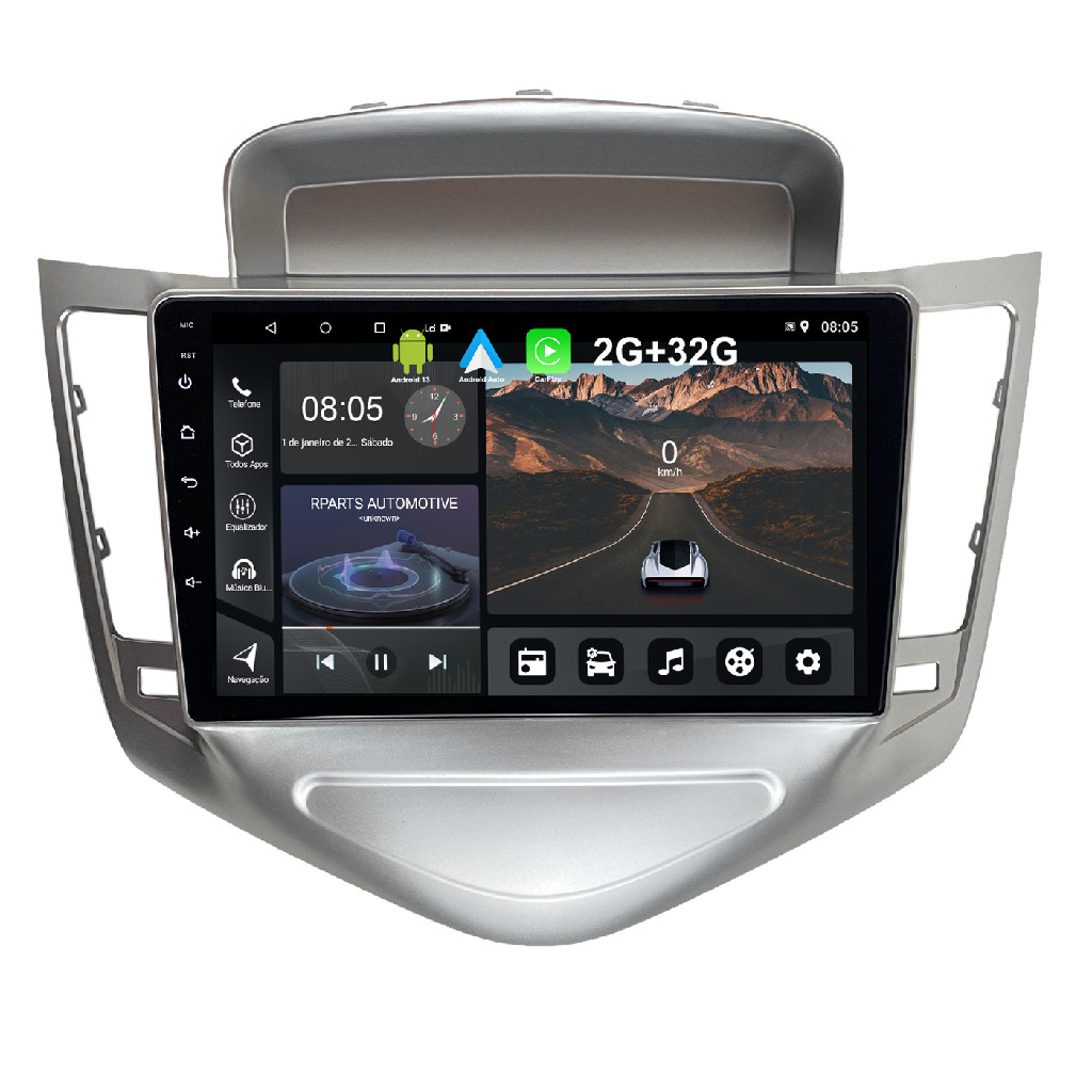 Kit Central Multimidia 9 Polegadas Android GM Cruze 2011 a 2015 Prata | Shopee Brasil