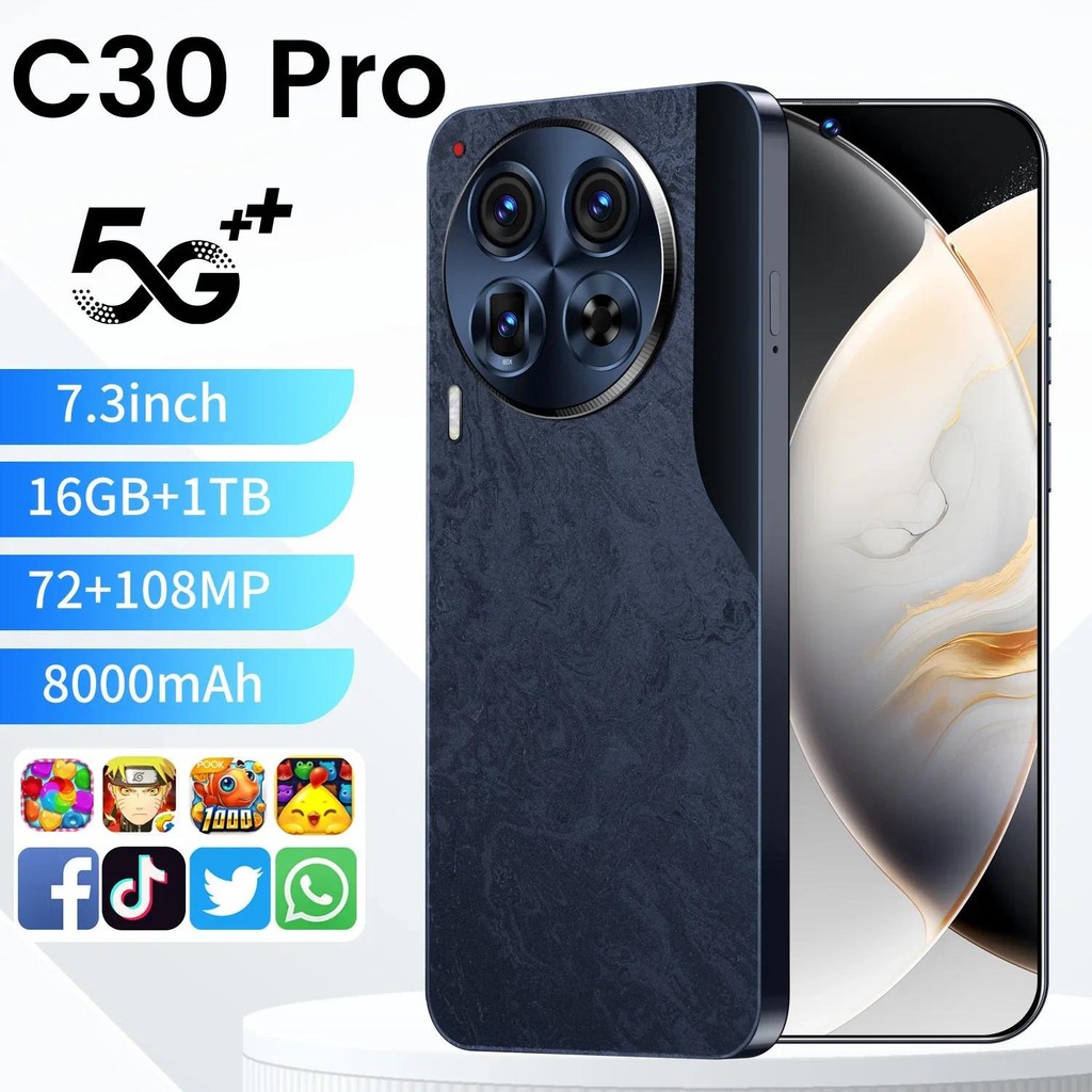 Smart Phone C30 Pro Tela Grande Versão Global Chamada 16GB + 1TB ...