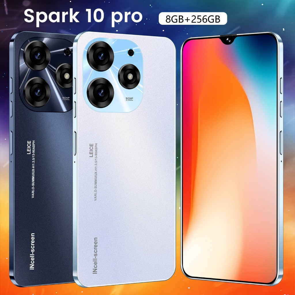 Smartphone Spark 10 Pro 4G/5G Tela De 6.8 Polegadas 8GB + 256GB 6800mAh Android 12 Cartão SIM ...