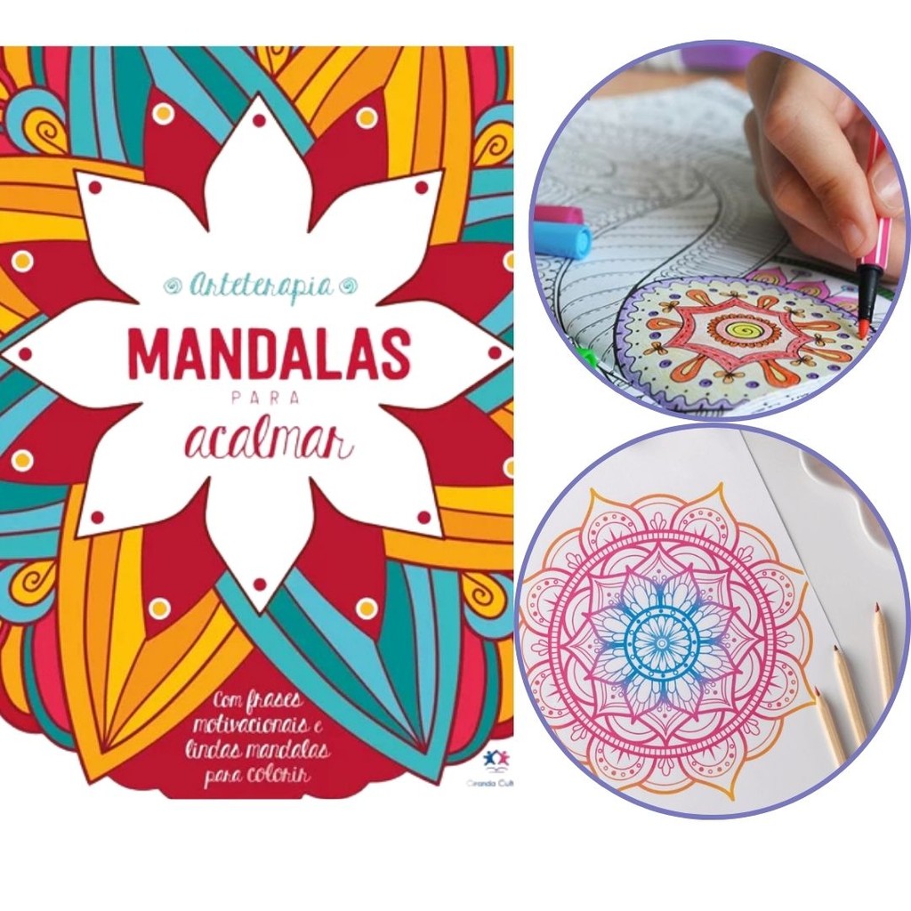Livro Arteterapia Mandalas P/ Acalmar E Colorir C/ Frases Motivacionais ...