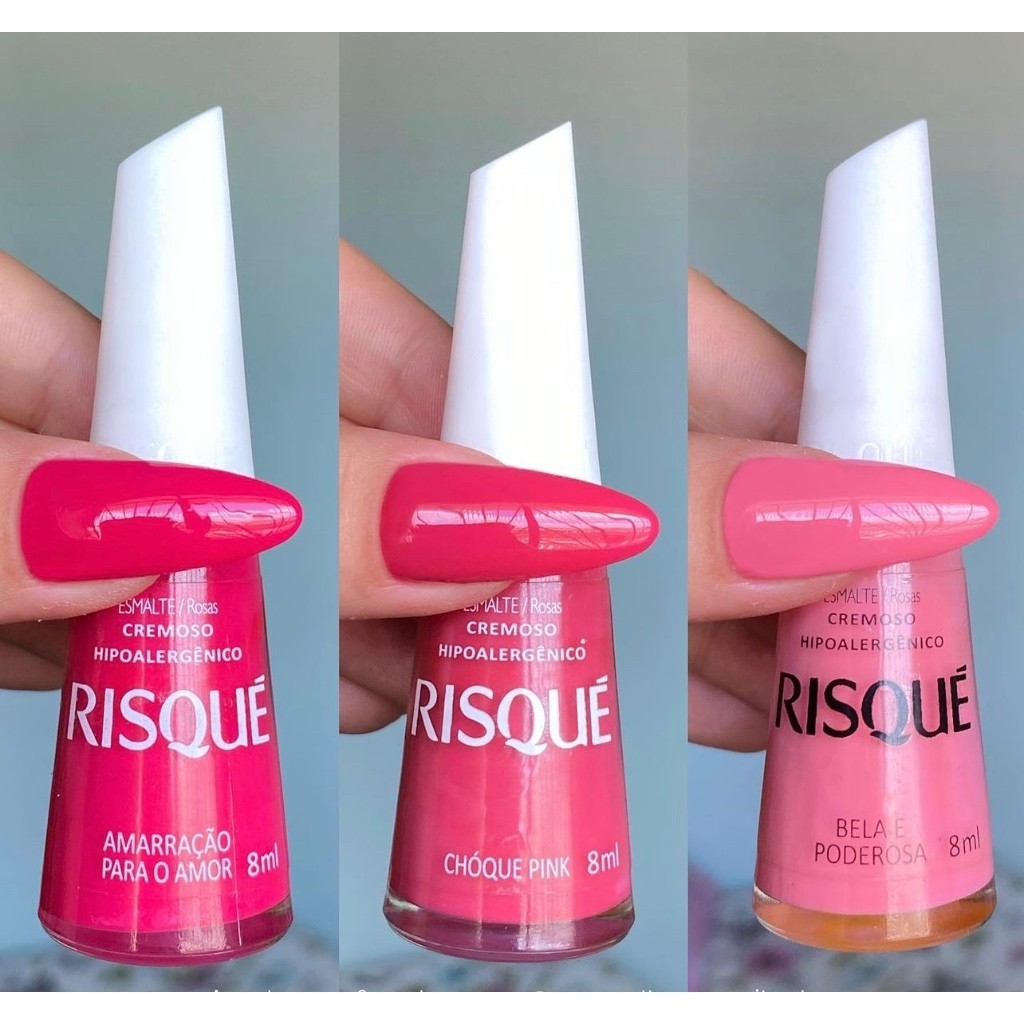 Kit 3 Esmalte Risque Tons de Rosa , Amarração do Amor , Choque Pink e ...