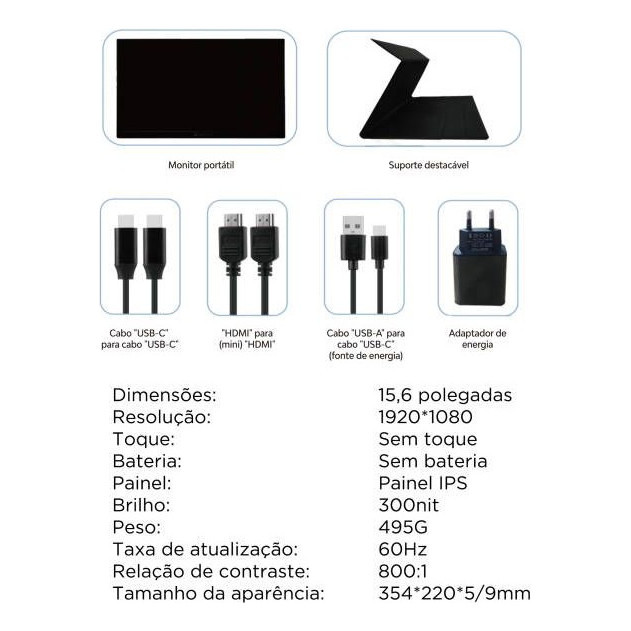Monitor Portátil Ultra Sllin Viagens Trabalho Tipe-c Hdmi | Shopee Brasil