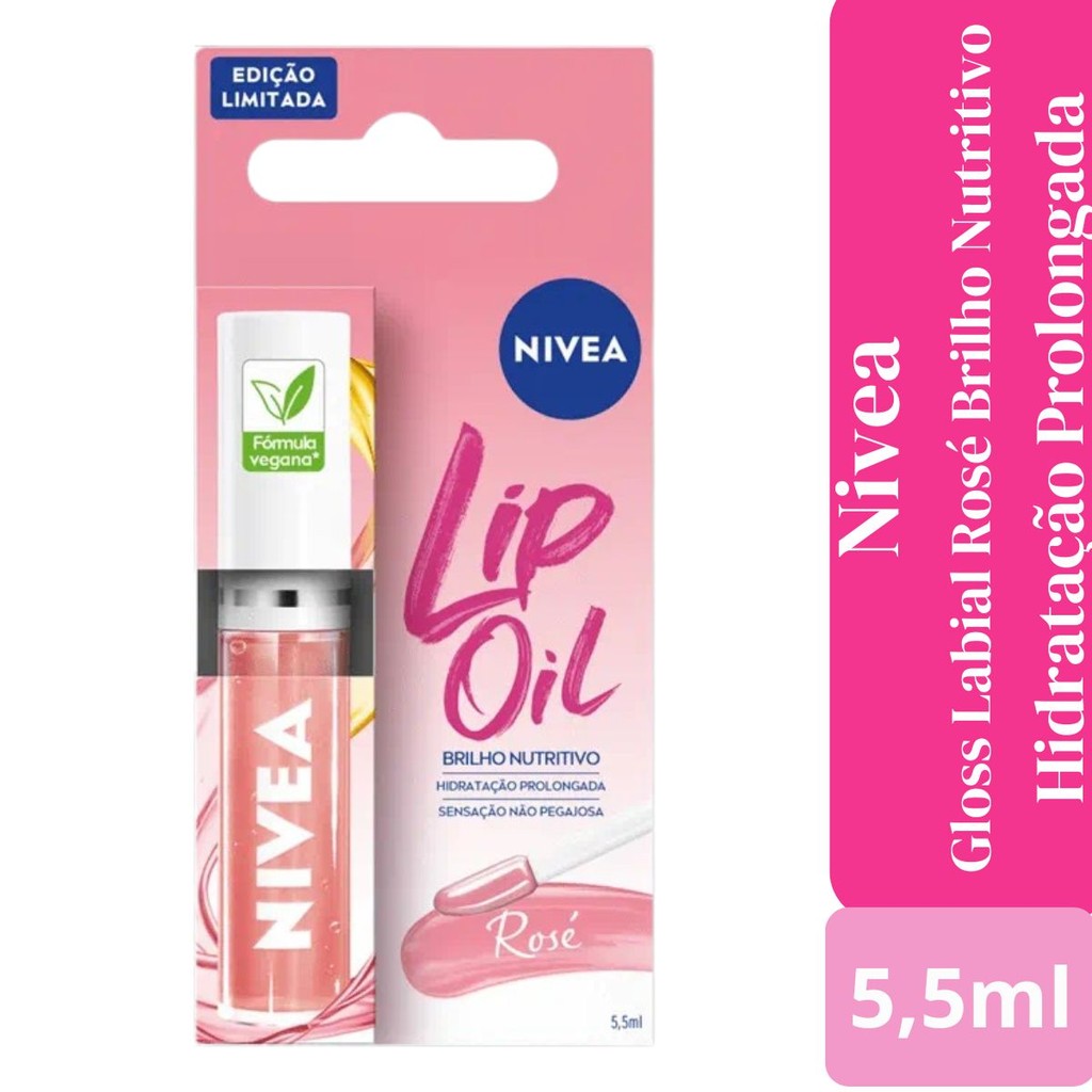 Nivea Gloss Labial Hidratante Lip Oil Rosé 5,5ml | Shopee Brasil