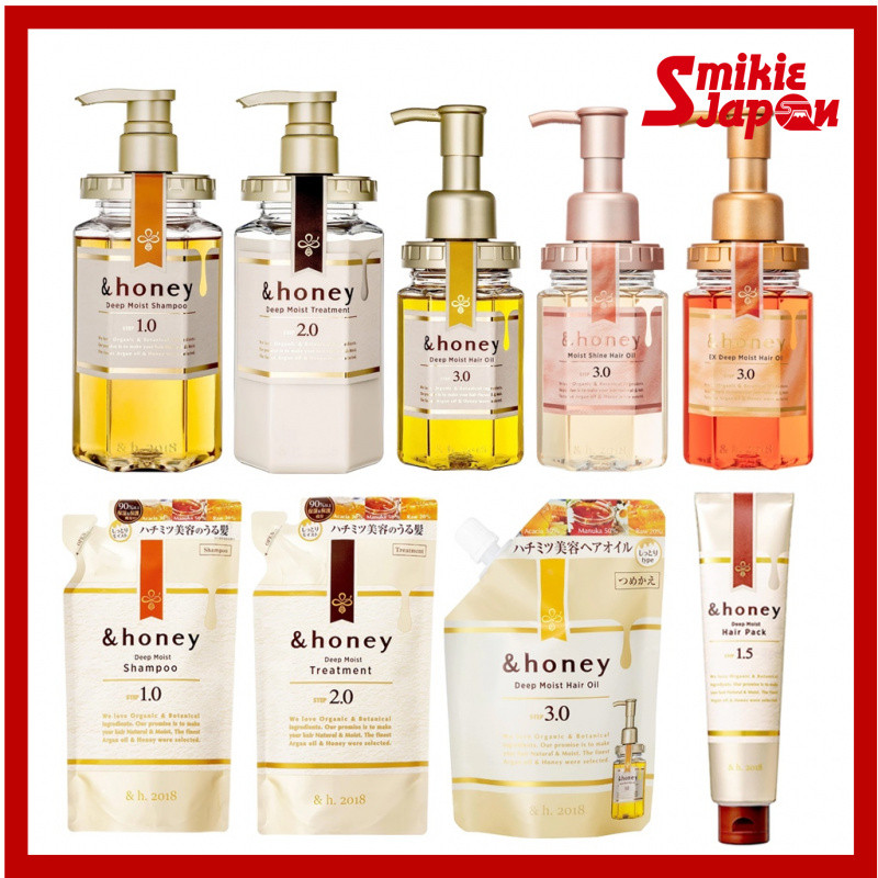 & honey Deep Moist Shampoo 440ml Tratamento 445g/Óleo Capilar 100ml/Pacote De Cabelo 130g ...