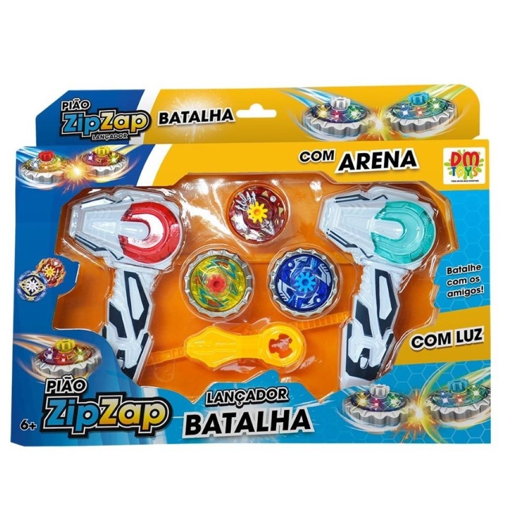 Beyblade Pião Zip Zap Lançador Batalha Com Luz Arena Dm Toys | Shopee ...