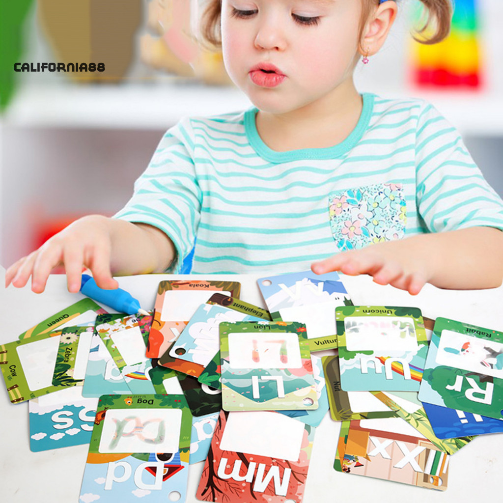 Water Painting Alphabet Cards Flashcards with Brush Coloring Card Kit ...