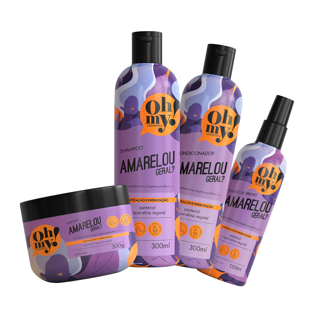 Kit Oh My Shampoo Cond. Máscara Finalizador Amarelou Geral 300ml ...