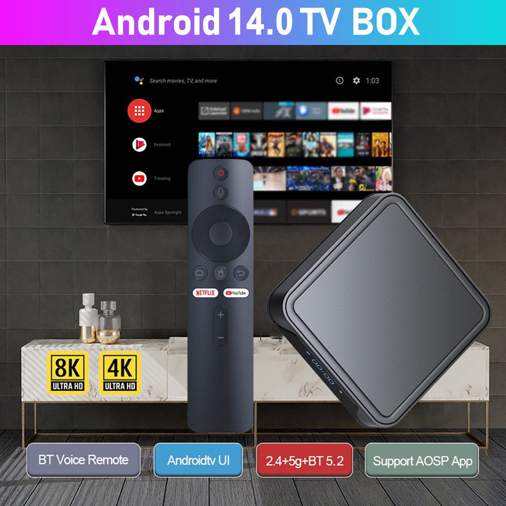 TV98 Pro TV Box Android 14 Allwinner H313 Quad Core 8K Vídeo 4K Dual Wifi BT Suporte Google ...