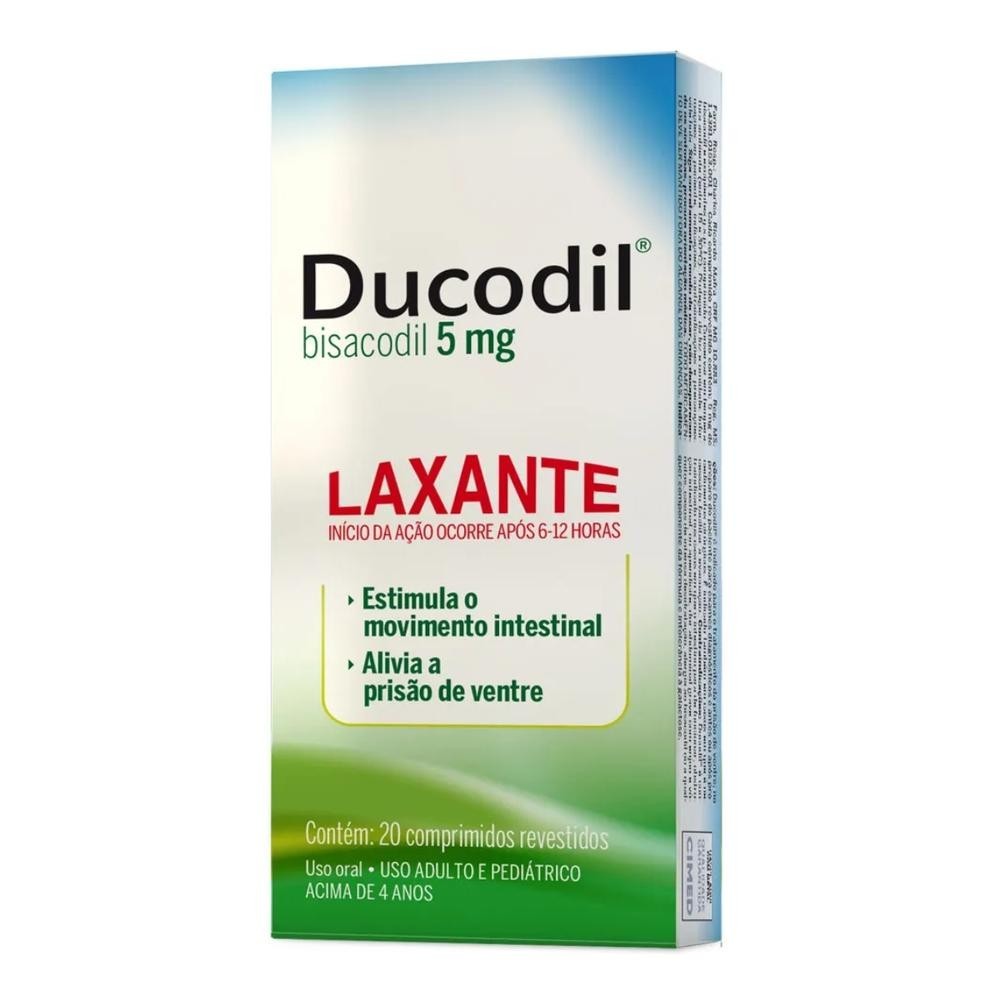 Ducodil Bisacodil 5mg 20 comprimidos Laxante para prisão de ventre ...