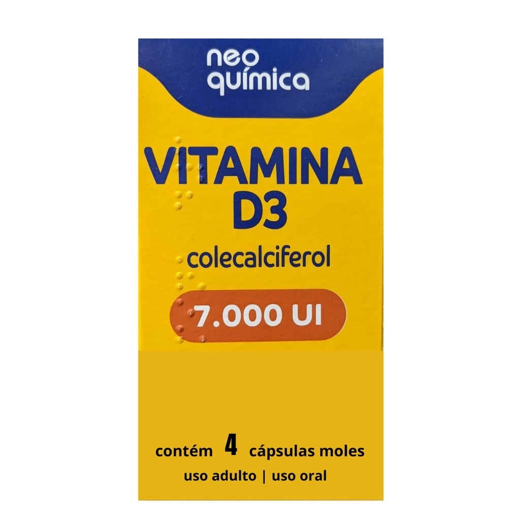 Vitamina D3 7.000UI Com 4 Cápsulas Moles NeoQuimica | Shopee Brasil