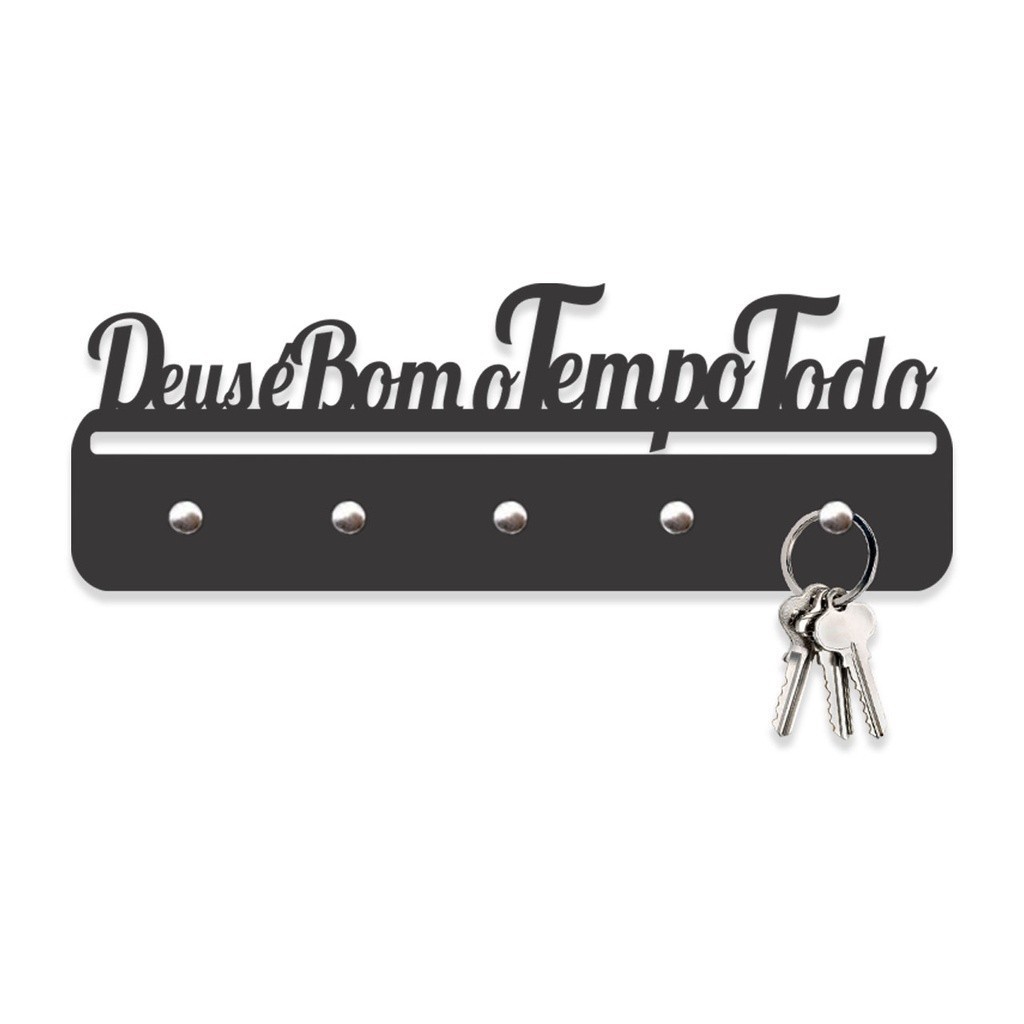 Porta Chaves Deus é Bom em Mdf Vazado de 3mm Preto Fosco | Shopee Brasil