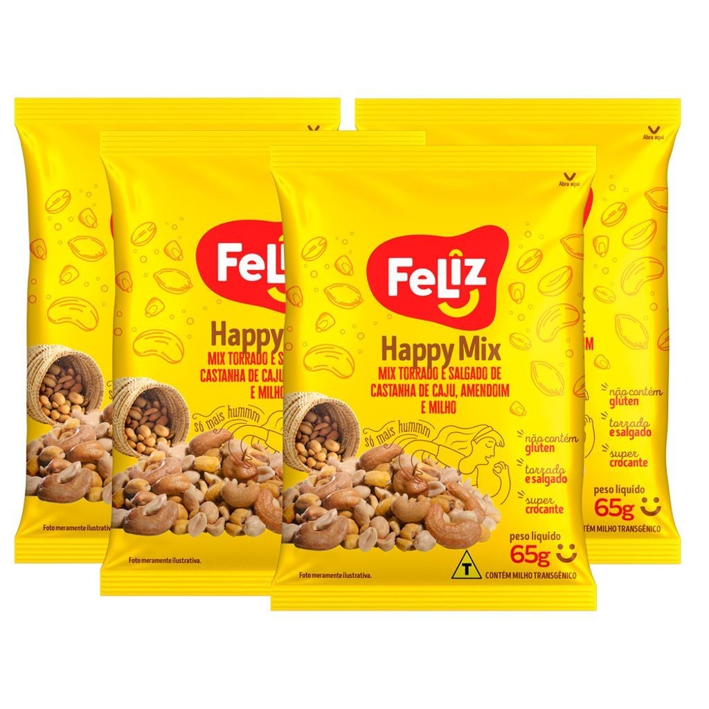 Kit com 4 Unidades Happy Mix Feliz 65g | Shopee Brasil