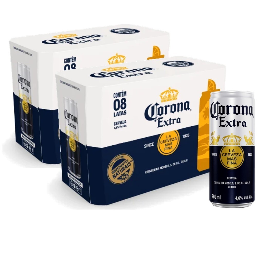 Cerveja CORONA Extra Lata 269ml (Caixa 16 unidades) | Shopee Brasil