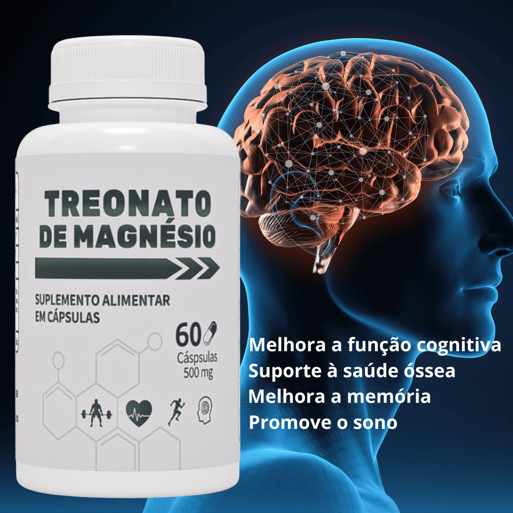 Treonato de Magnésio 60 Cápsulas 500mg Magnésio L-Treonato | Shopee Brasil