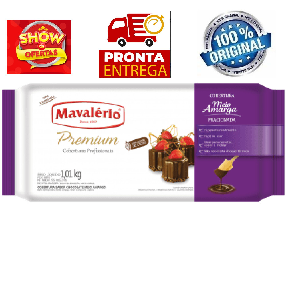 Cobertura Fracionada Chocolate Premium Meio Amargo 1,01kg Mavalerio | Shopee Brasil