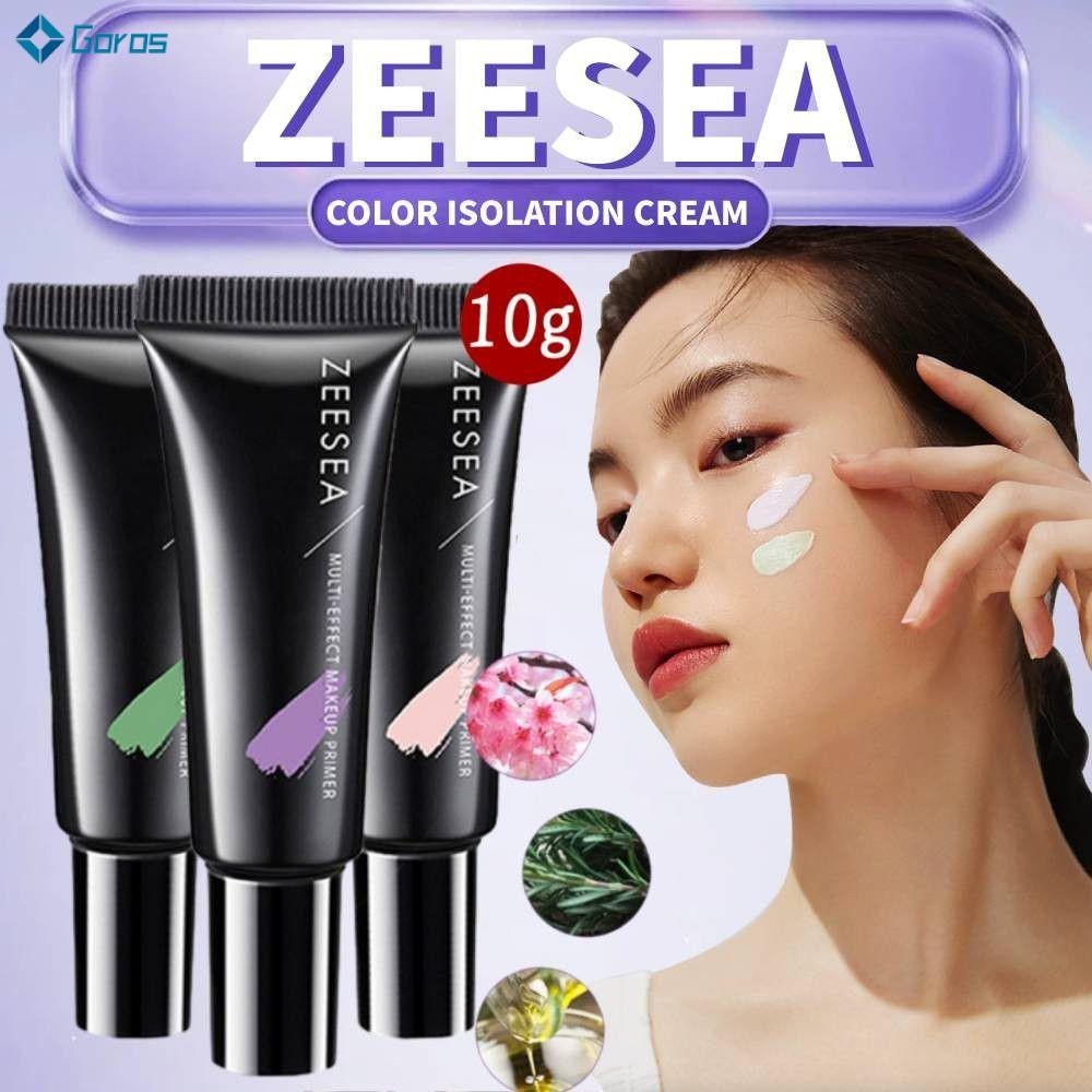 ZEESEA 3 Color Isolation 10g Maquiagem Creme frontal Roxo Verde Liso Hidratante Corretivo ...