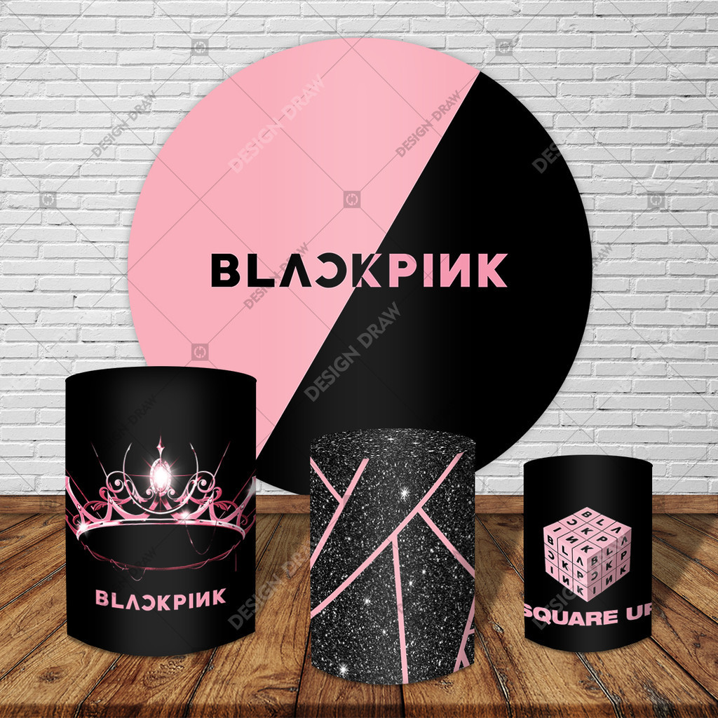 Painel Redondo + Trio Capas Cilindro Tema Black Pink | Shopee Brasil