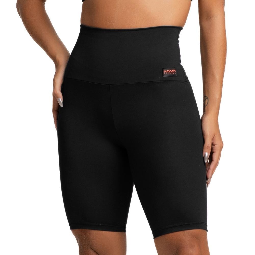 Bermuda Feminina Poliamida Simple Preta Massam Fitness | Shopee Brasil