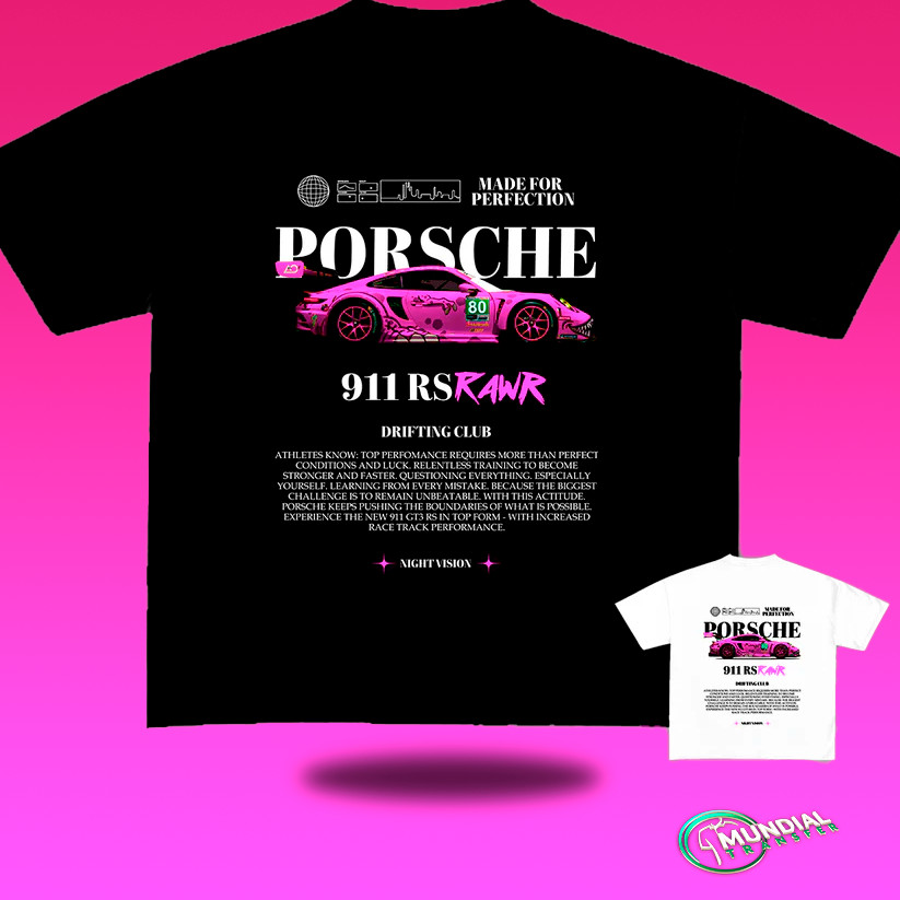 Camisa Camiseta Estampa DTF Porsche Rexy Pink Blusa Corrida Carro drift ...