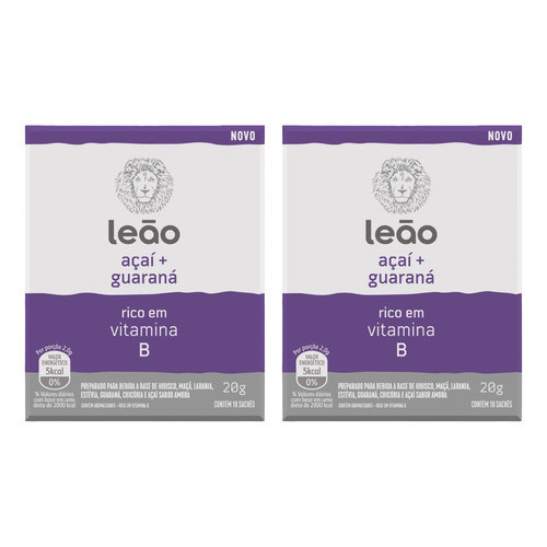 Chá Leão Vitamínico Açaí + Guaraná 20g - Combo 20 Sachês | Shopee Brasil