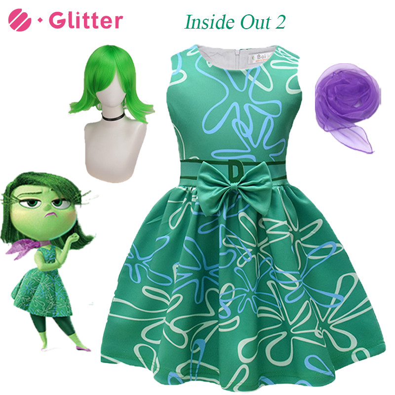 Disgust Cosplay Kids Green Dress Costume Movie Inside Out 2 Roleplay ...