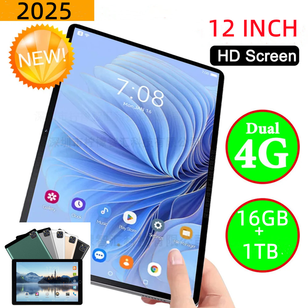 Versão Global 12-Polegada Tablet PC 16GB + 1TB Armazenamento Android 13 ...