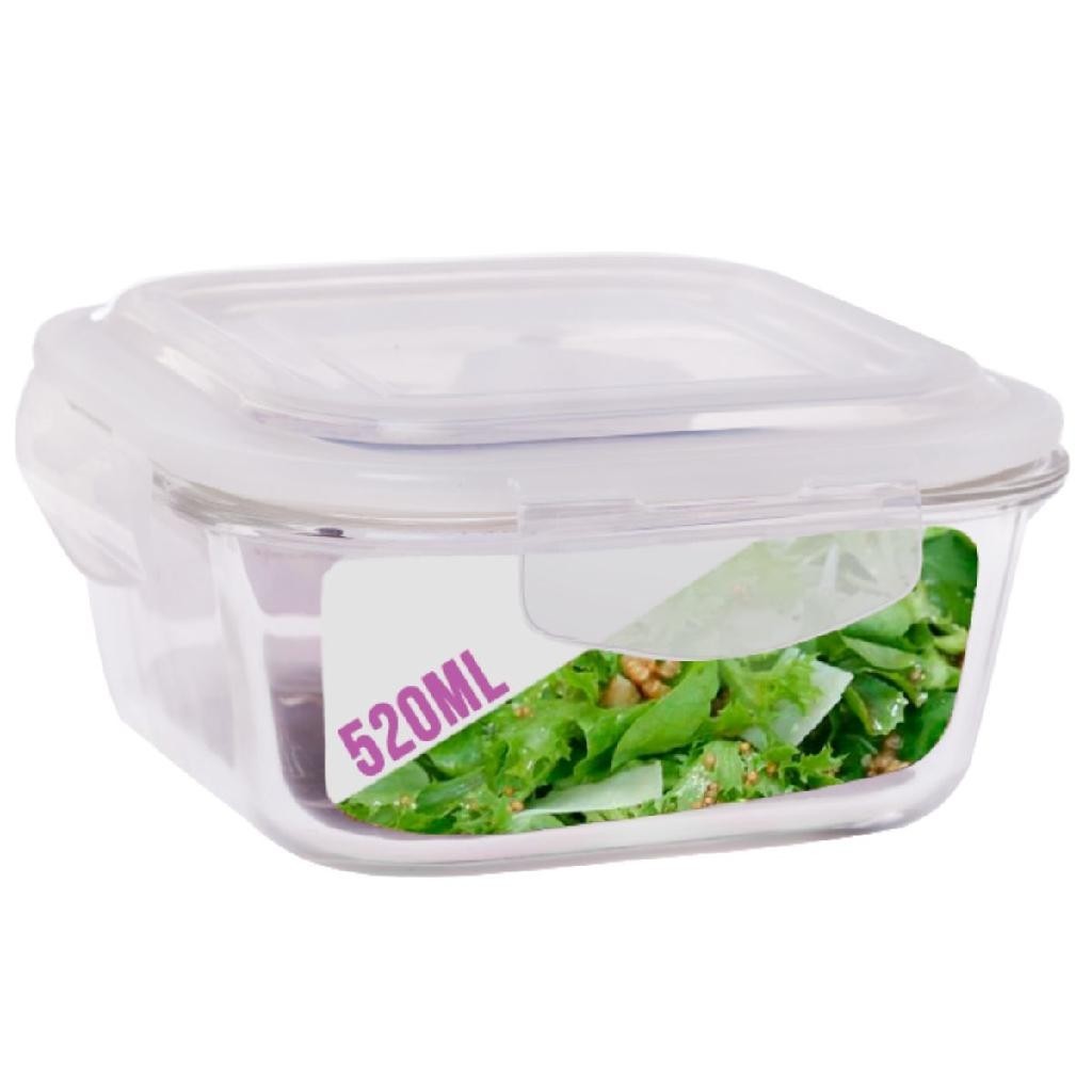 Pote Vidro 520ml Quadrado Marmita Tampa Hermético Não Vaza | Shopee Brasil