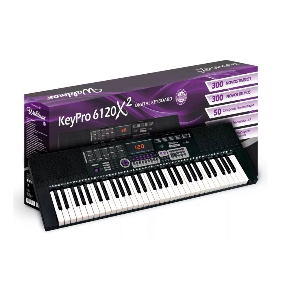 Teclado Musical Digital 61 Teclas da Waldman KeyPro 6120X2 | Shopee Brasil
