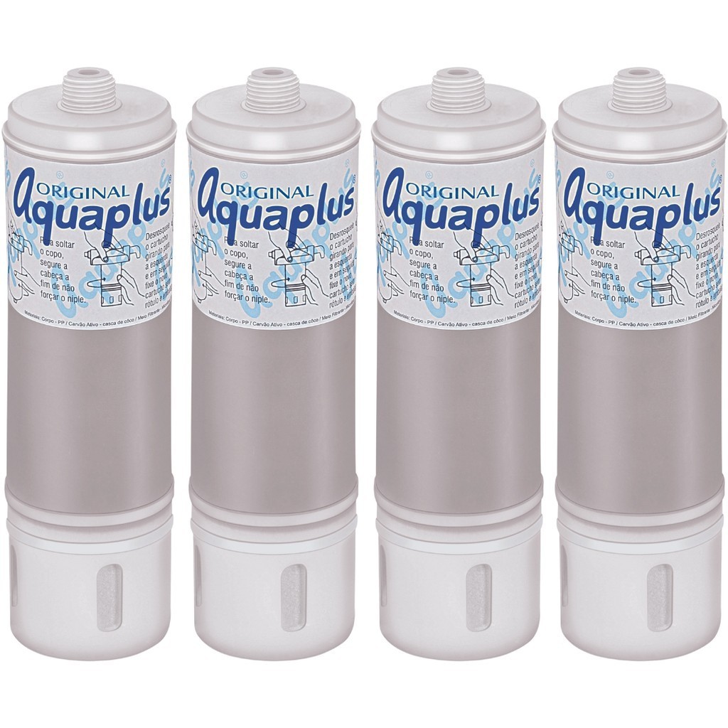 Kit 4 Refil Elementos Filtrante Aquaplus 230 Cart (GAC) | Shopee Brasil