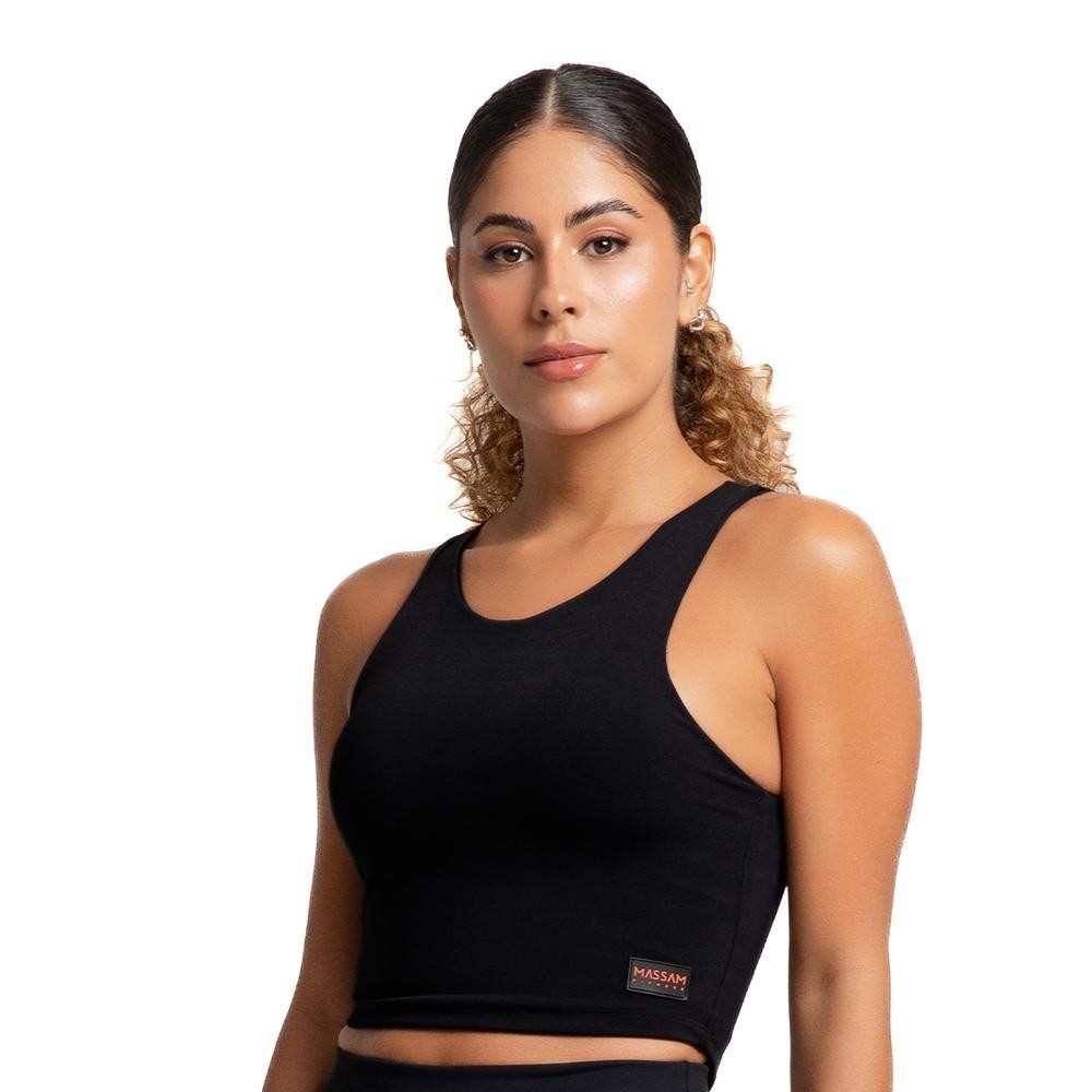 Top Cropped Feminino Poliamida Massam Fitness Preto | Shopee Brasil