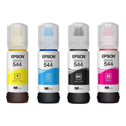 Tinta Original Epson T544 - L3150 L3210 L3250 - Kit 04 Cores | Shopee Brasil