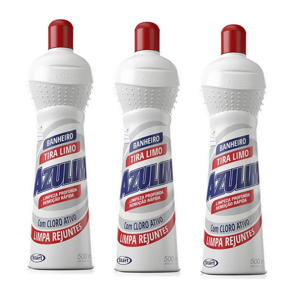 Tira Limo Kit 3 Azulim 500ml Cloro Ativado Fácil Aplicação Limpador ...